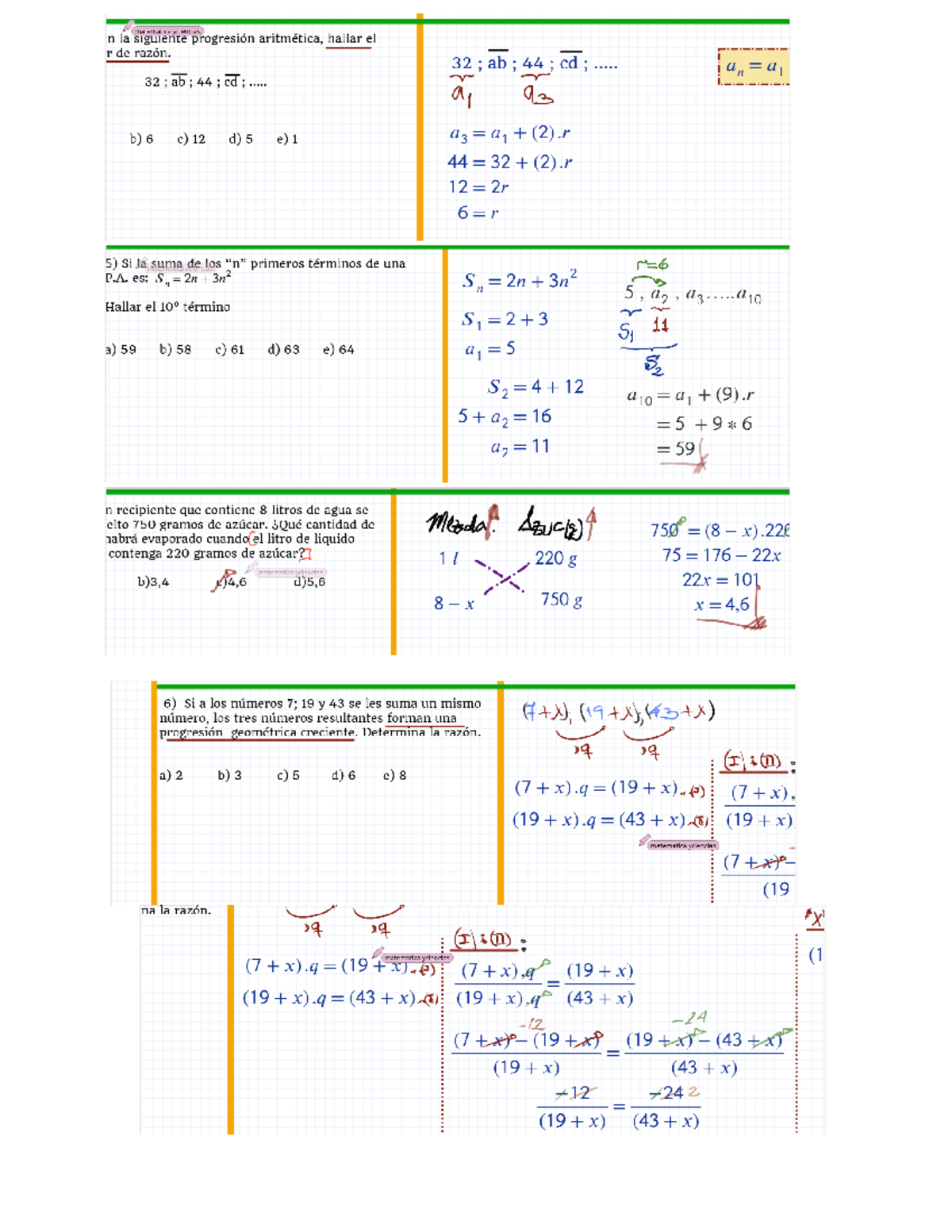 Doc3 - ............... - matematica yciencias la siguiente progresión aritmética, hallar el r de ...