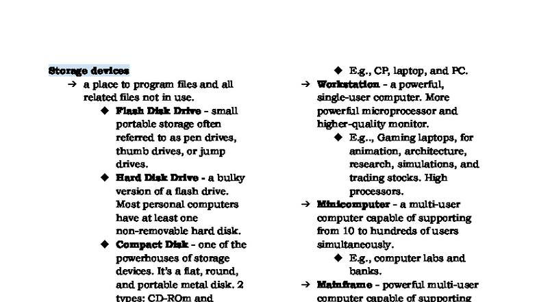 LITE - Module Notes on Storage Devices and Computer Classification ...