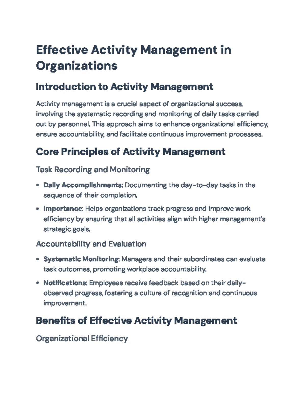 Effective Activity Management in Organizations: Key Principles ...