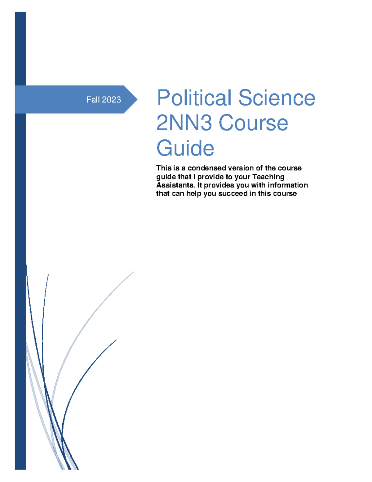 Political Science 2NN3 Fall 2023 Course Guide and Tutorial Overview ...
