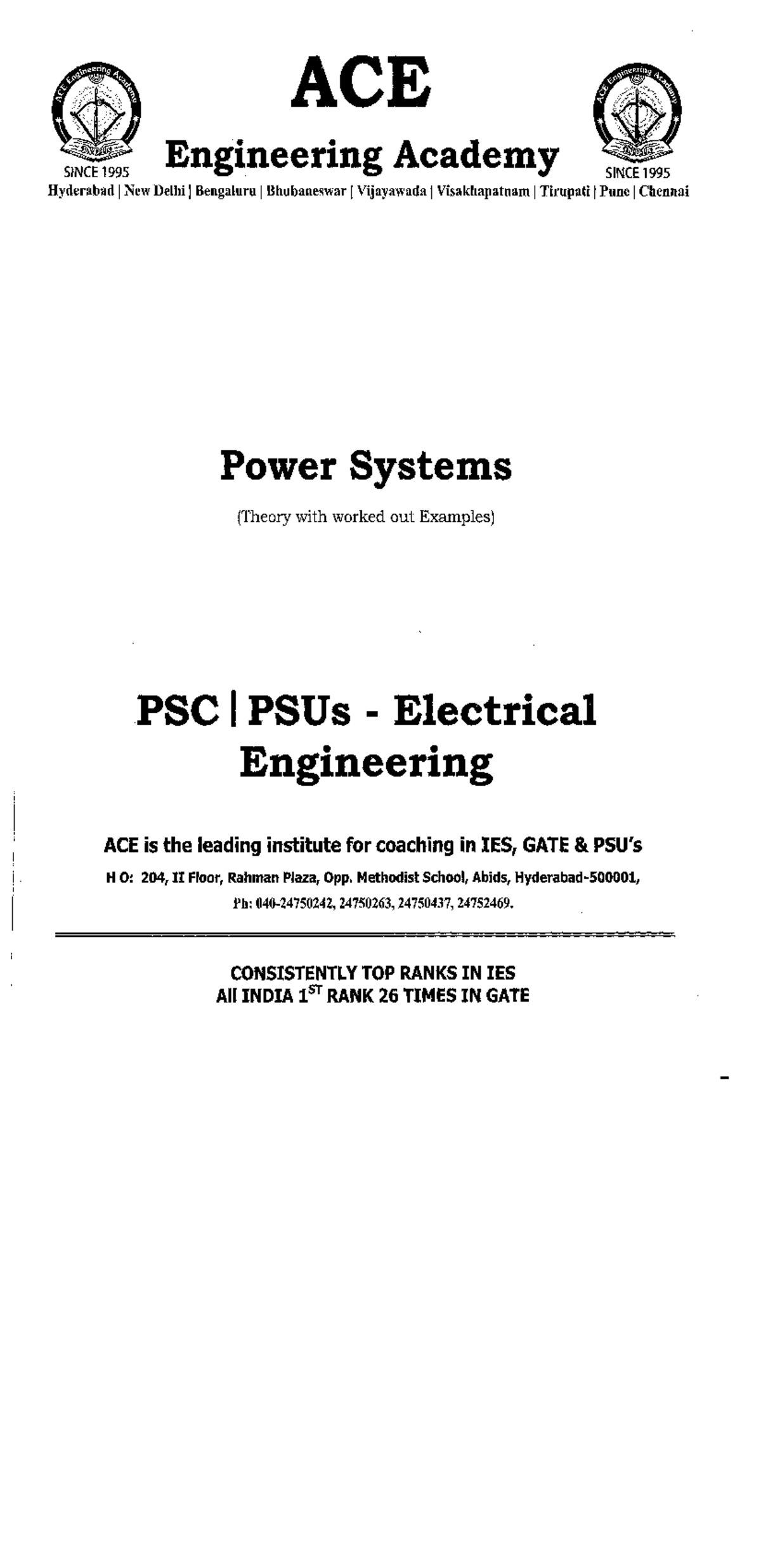 ACE Power System - Electrical Engineering - Studocu