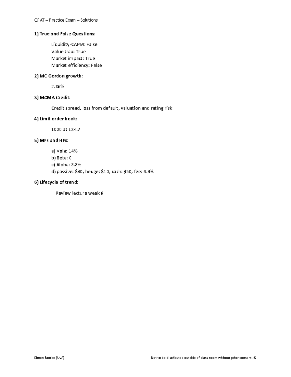 QFAT - Practice Exam - Solutions - QFAT – Practice Exam – Solutions ...