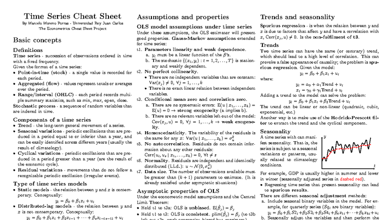 Time Series Cheat Sheet: Assumptions & Properties for Econometrics - Studocu