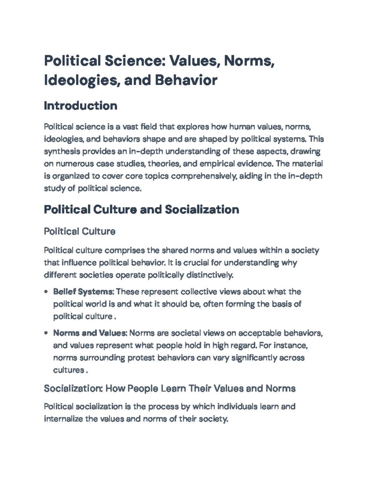 Political Science Overview: Values, Norms, Ideologies & Behavior ...