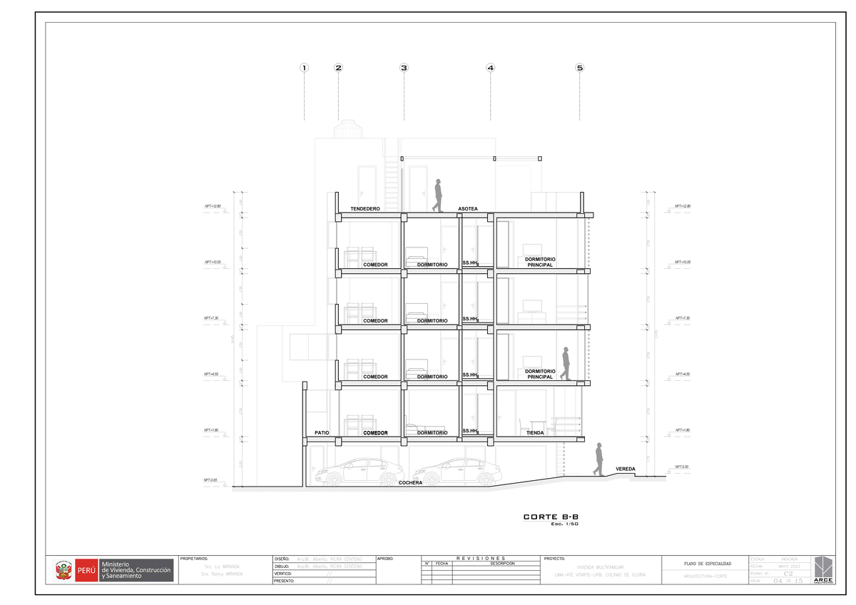 Plano C2 - Ingeniería Grafica II - CORTE B-B EVF 1 5 1 2 3 4 5 COCHERA ...