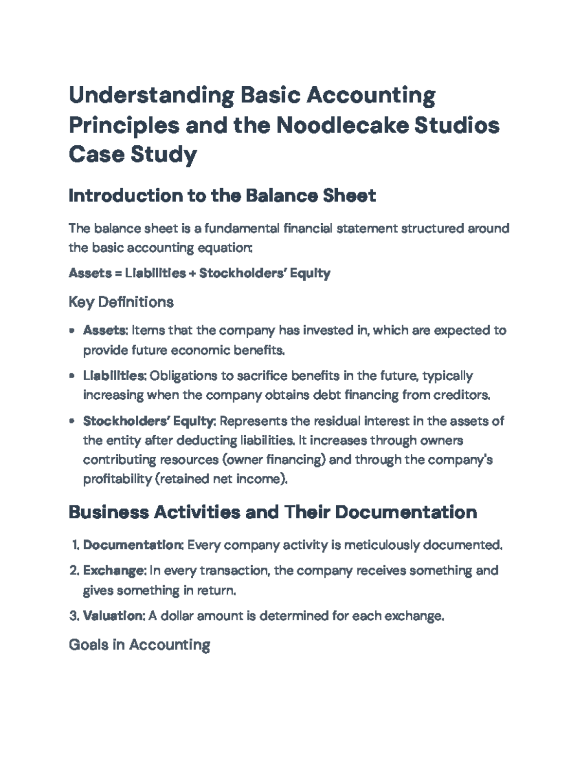 Understanding Basic Accounting Principles: Noodlecake Studios Case ...