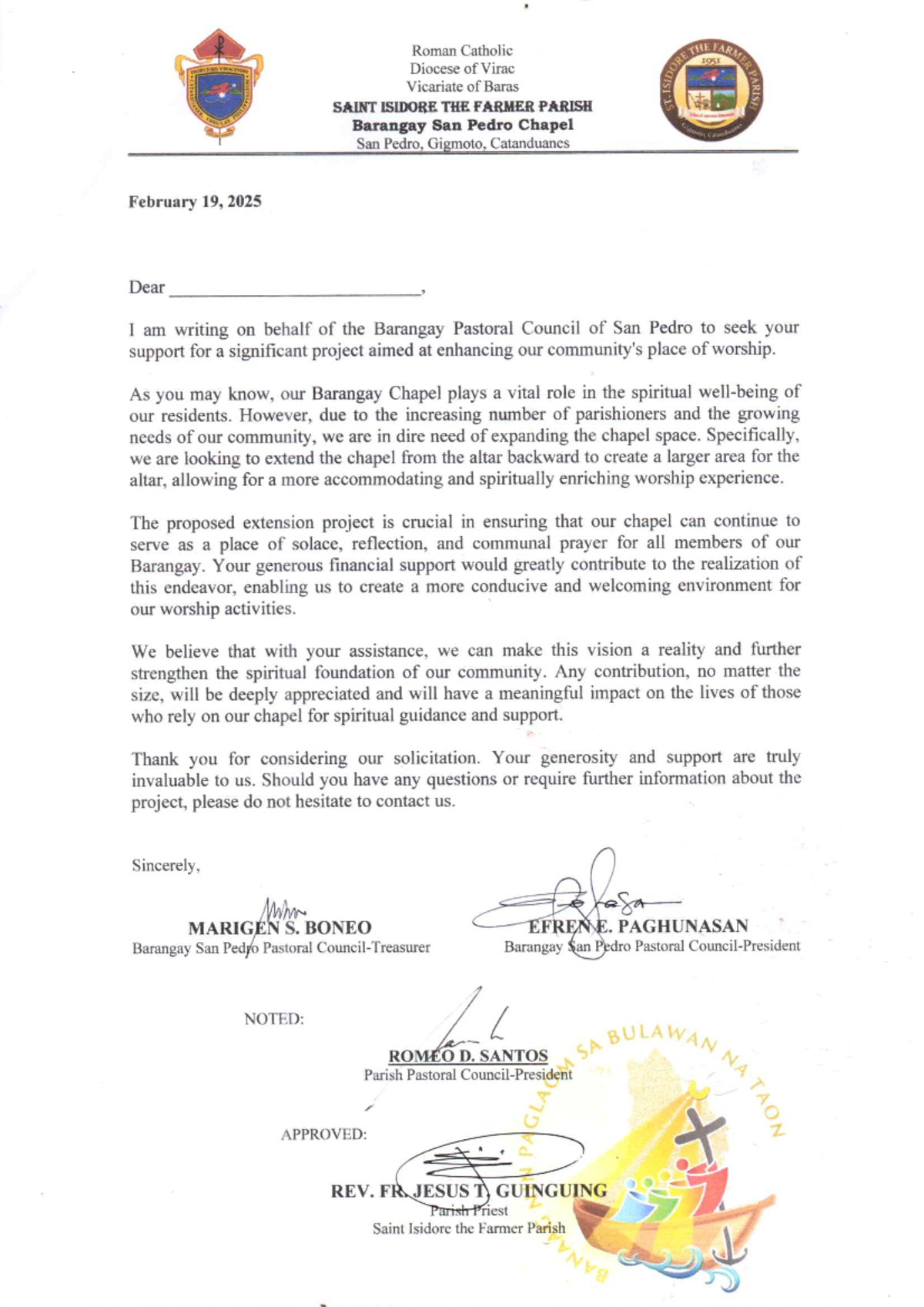 Church solicitation - Roman Catholic THE 1951 FARMED Diocese of Virac ...