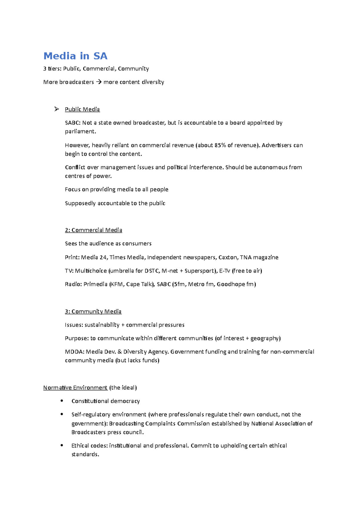 SA Media: Dynamics, Ownership, and Challenges in a Post-Apartheid ...