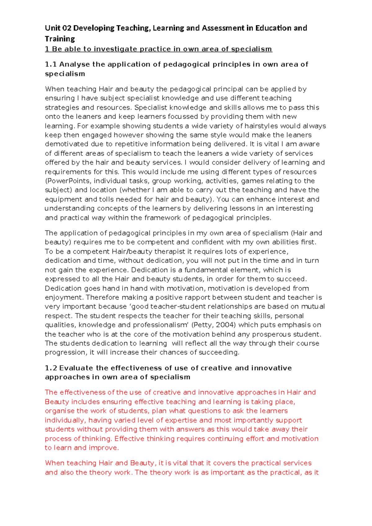 Unit 2 - Developing Teaching & Learning Strategies in Hair & Beauty ...