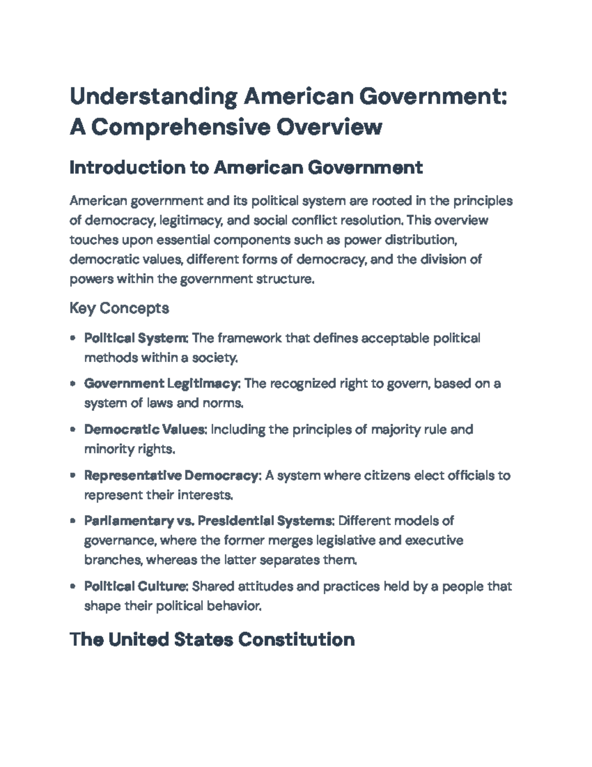 Understanding American Government (POL101): Key Concepts Overview - Studocu