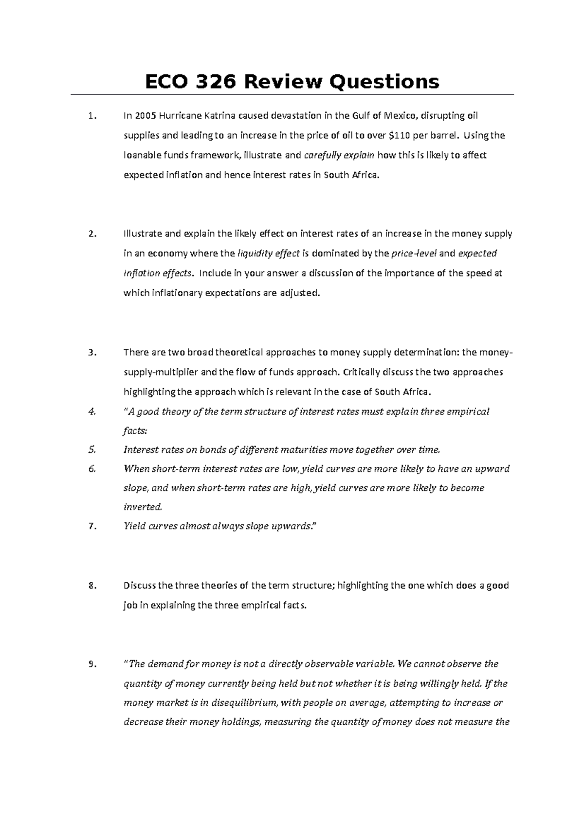ECO 326 Review Questions and Key Concepts for 2023 Exam Preparation ...