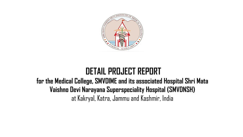 DPR for Medical College & Superspeciality Hospital SMVDIME - Studocu