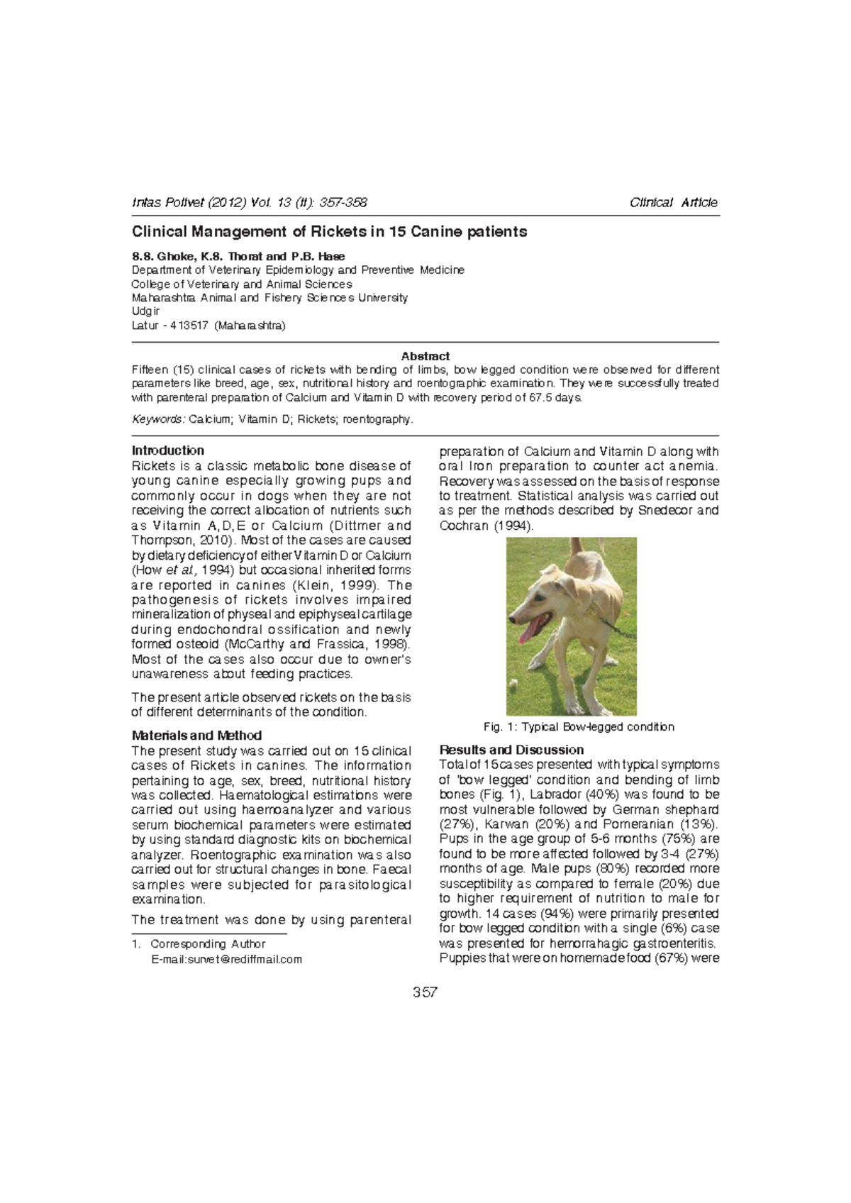 Clinical management of rickets in canines: A study of 15 cases - Studocu