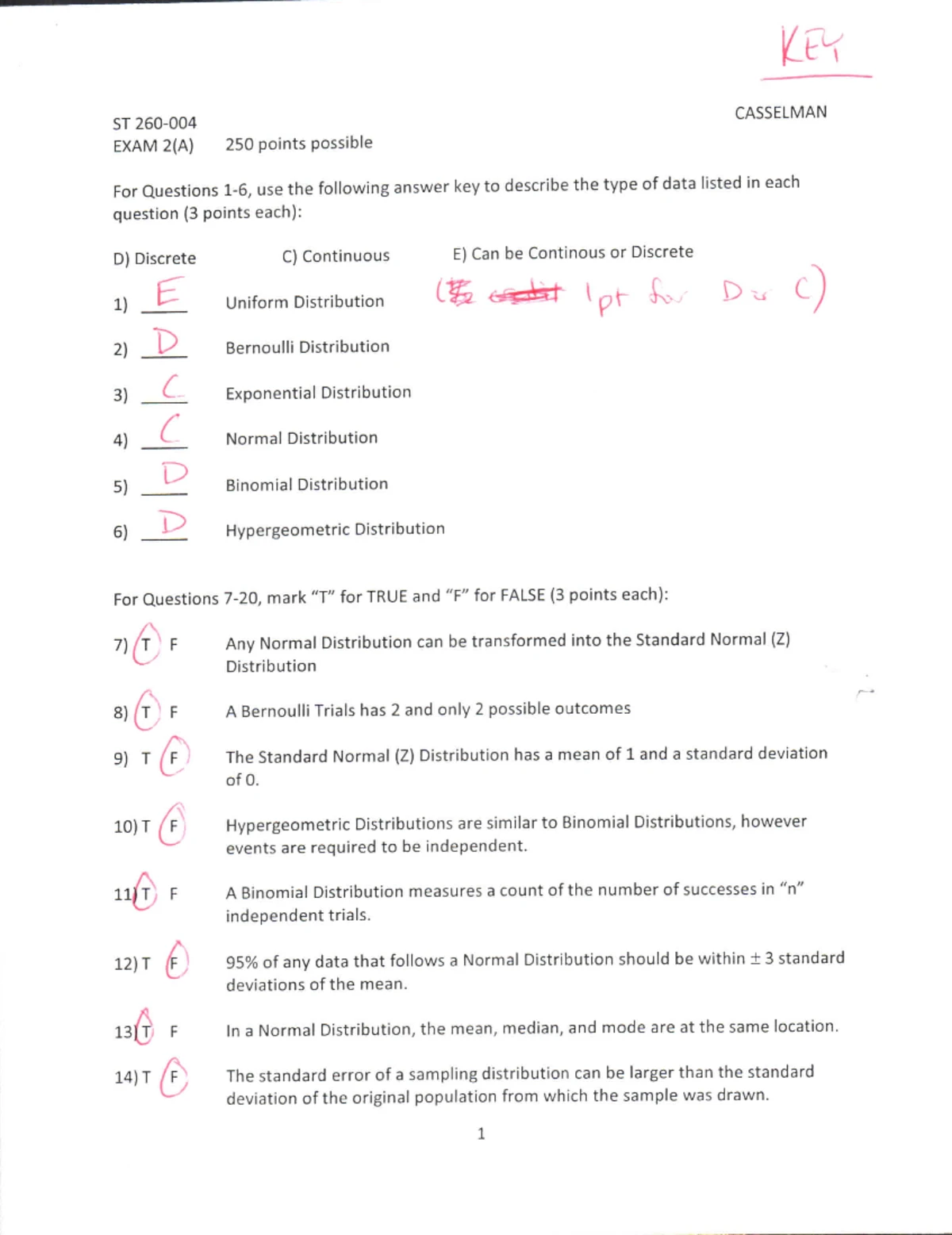 ST 260 Exam 2 - Study Guide: Discrete & Continuous Probability - Studocu