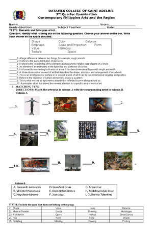 Mock Exam in Creative Non Fiction - DATAMEX COLLEGE OF SAINT ADELINE ...