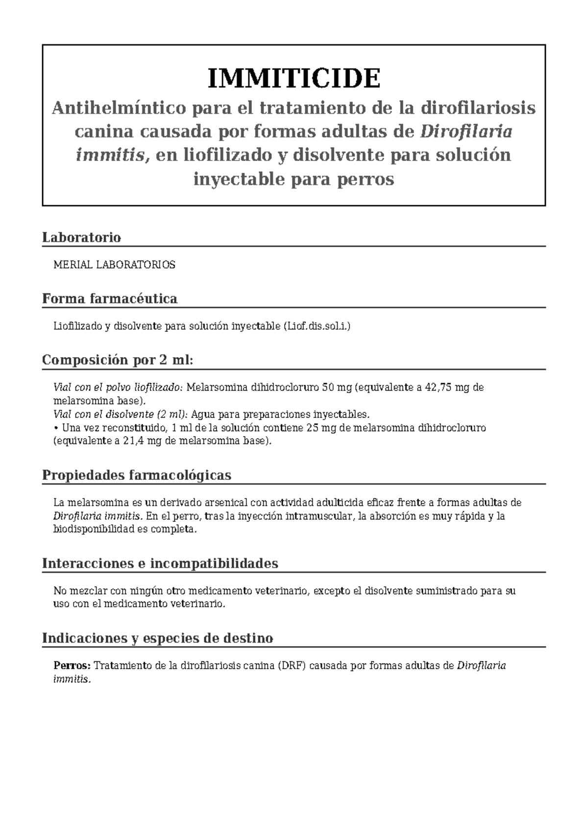 Infografía sobre IMMITICIDE para Dirofilariosis Canina - Studocu