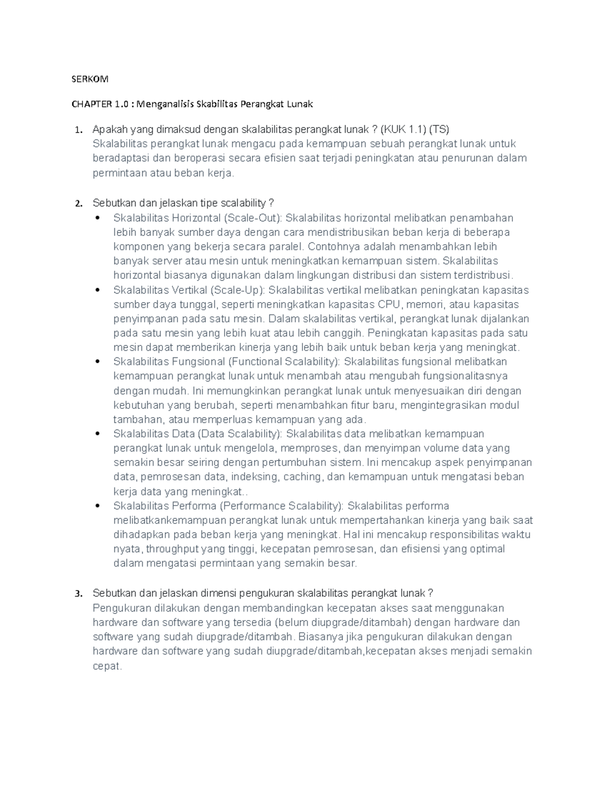 SERKOM - Chapter 1: Analisis Skalabilitas Perangkat Lunak dan SQL - Studocu