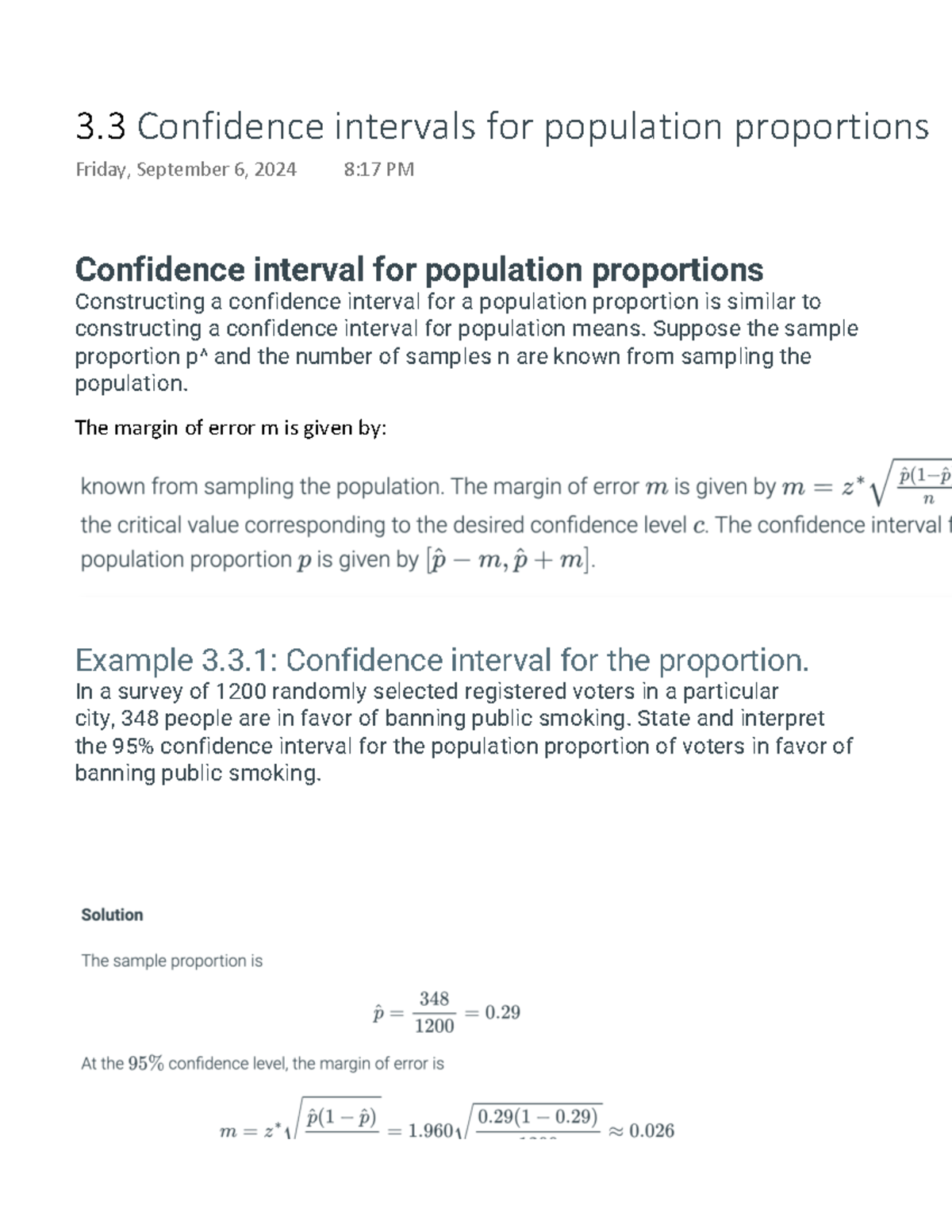 Mat 243 Final Exam: Confidence Intervals for Population Proportions ...
