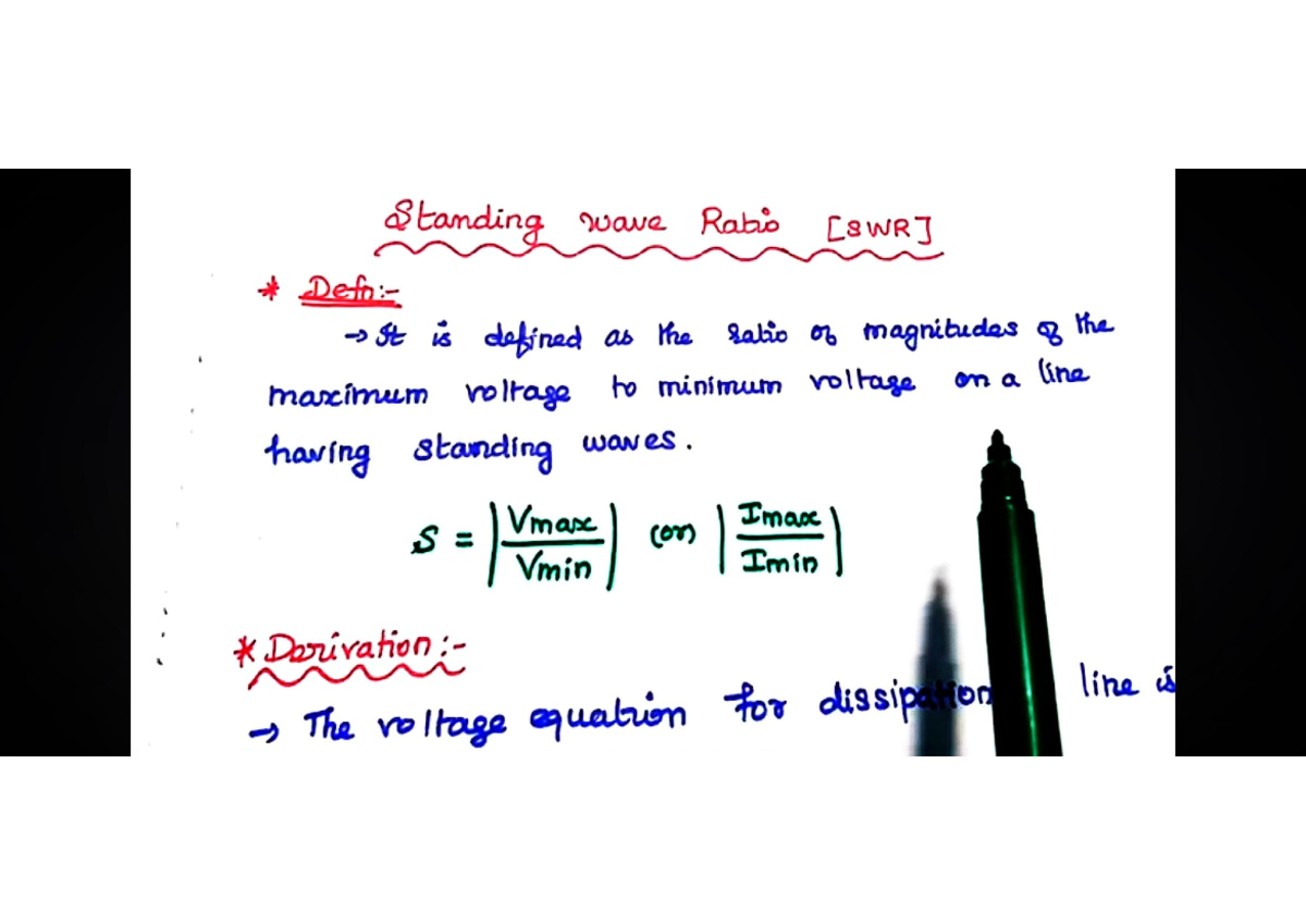 Standing Wave Ratio (SWR) Explained: Key Concepts and Equations - Studocu