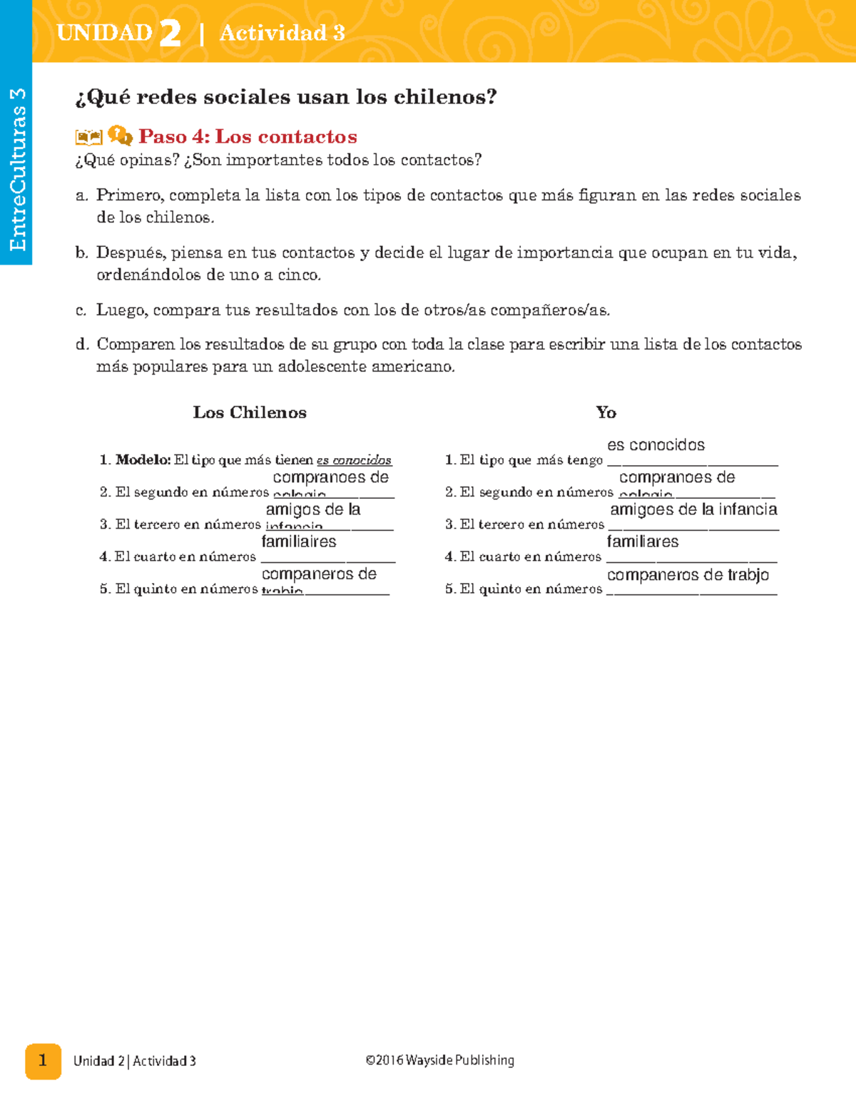 Ec l3 u2 actividad 3 paso4-se - EntreCulturas 3 UNIDAD 2 | Actividad 3 ...