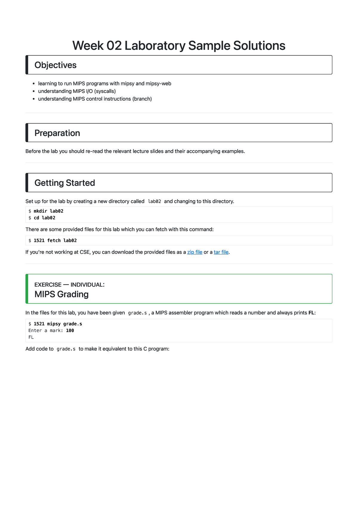COMP1521 24T2 — Week 02 Lab: Sample Solutions & MIPS Practice - Studocu