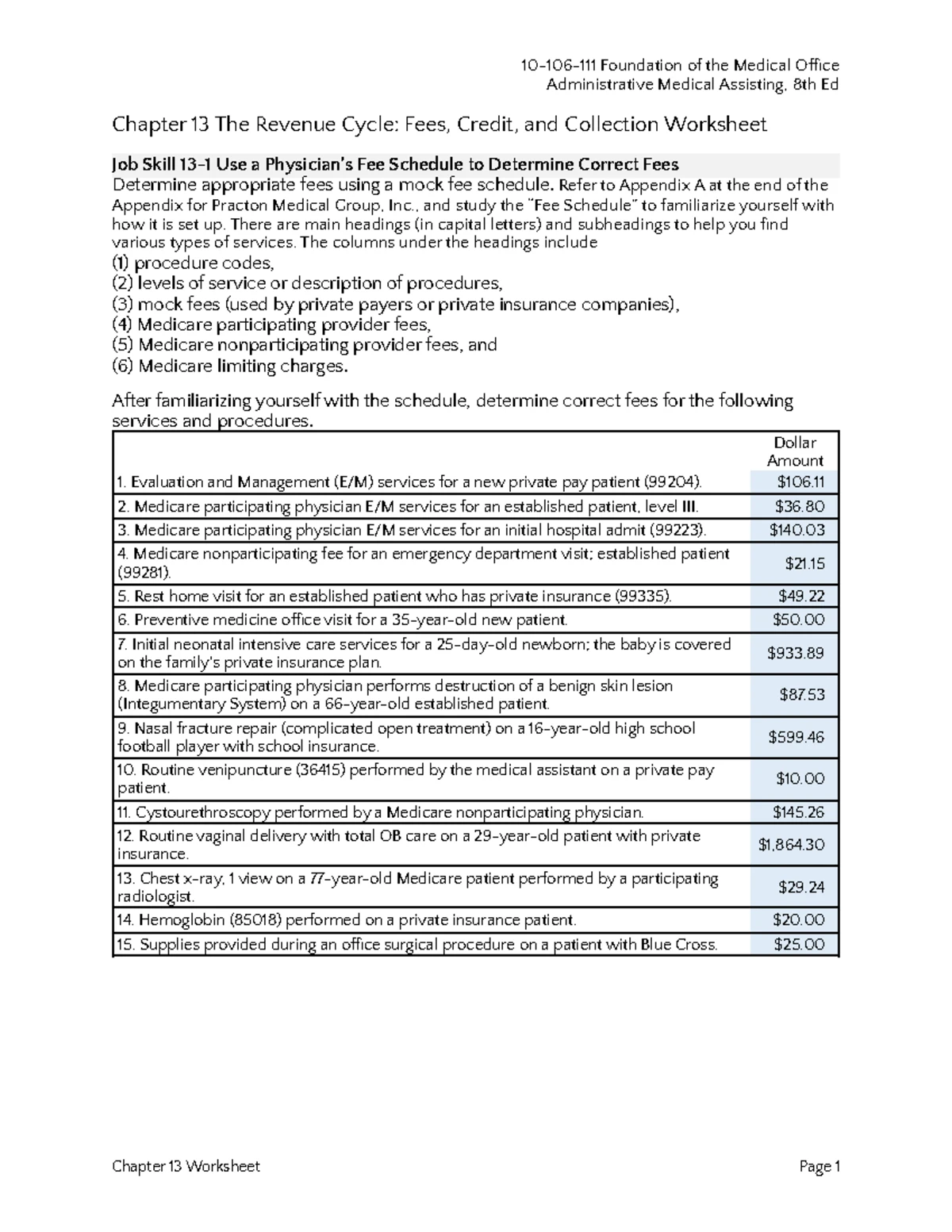 Chapter 12 Worksheet Christianson - Administrative Medical Assisting ...