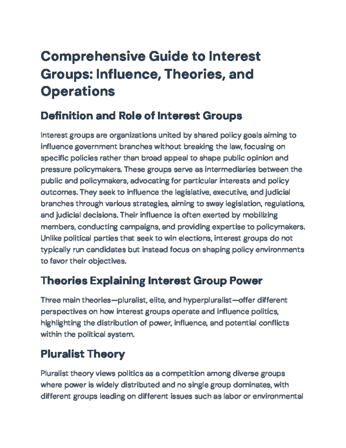 Comprehensive Guide to Interest Groups: Theories, Strategies, and ...