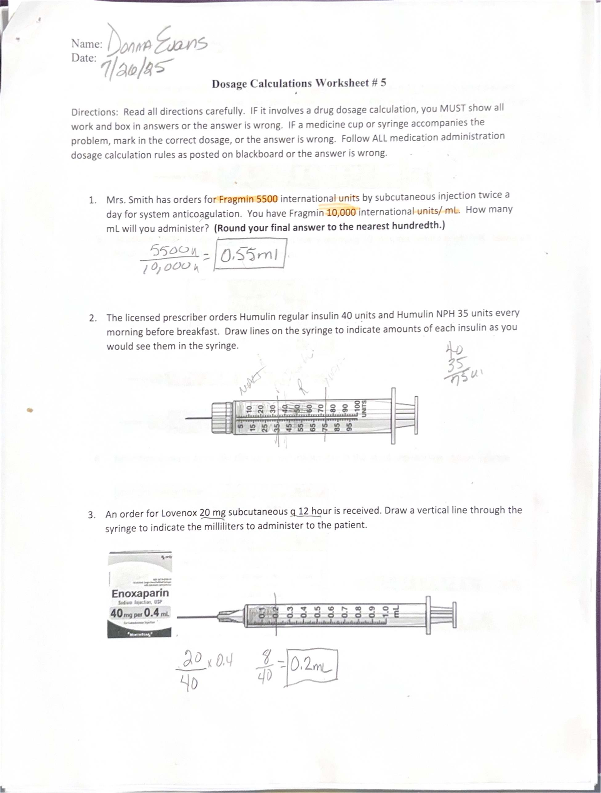 Final Exam Study Guide for CS101: Dosage Calculations and Medications ...