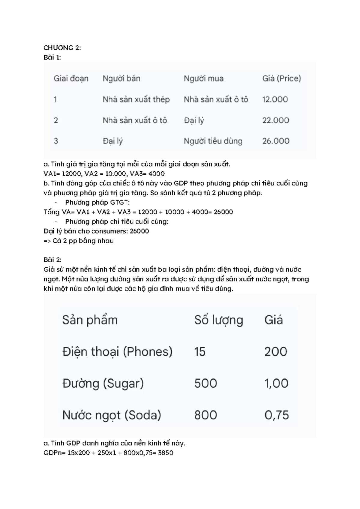 Bài Tập Ôn Tập KTVM GKI - Chương 2,3: Tính Toán GDP và Giá Trị Gia Tăng ...
