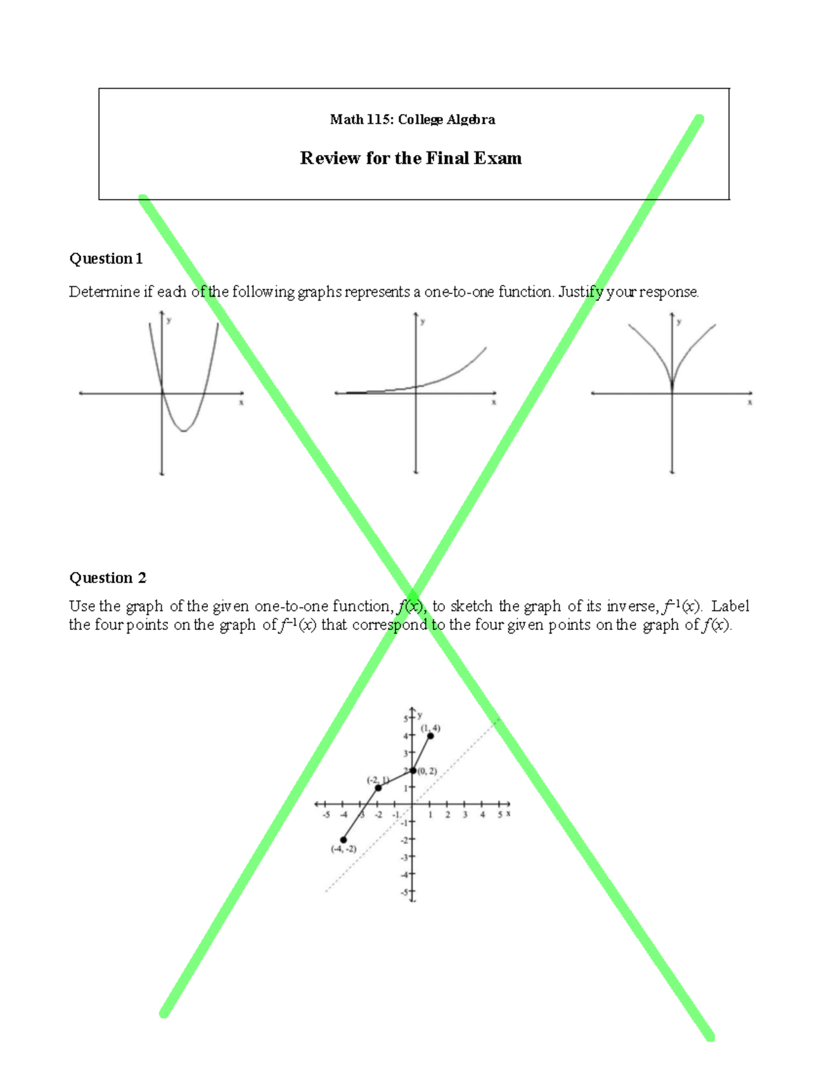 College Algebra Revision