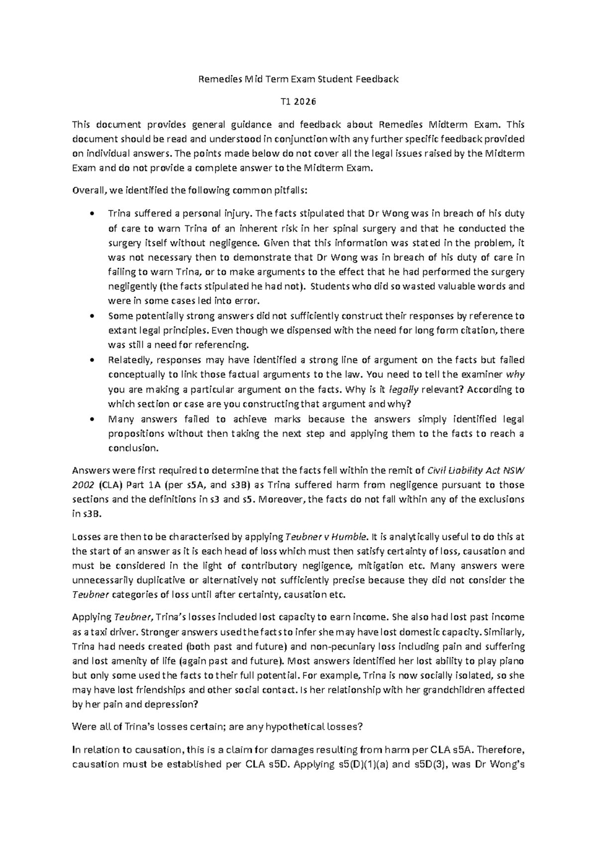 2026 Remedies Midterm Exam: Student Feedback & Guidance - Studocu