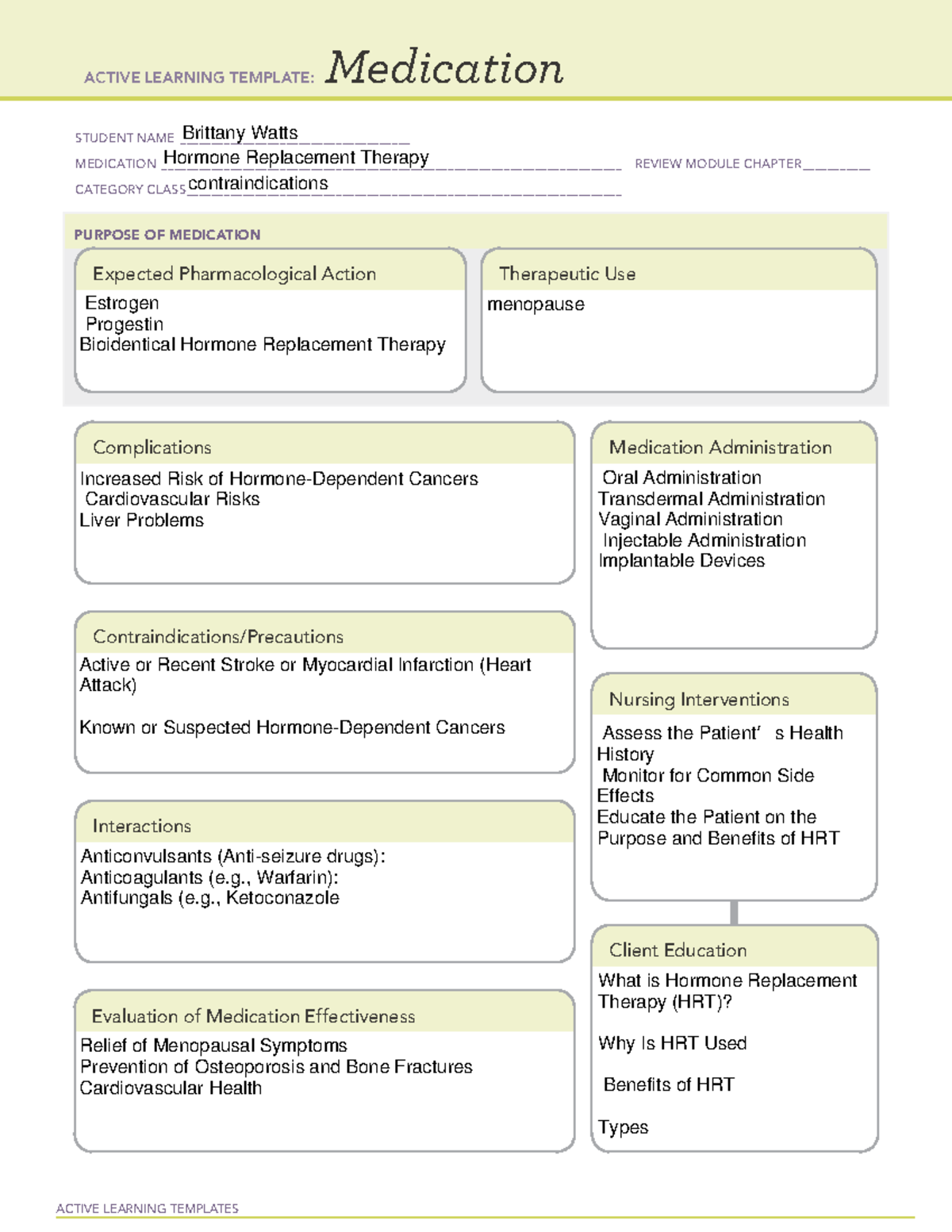 Contraindications to Hormone Replacement Therapy: Active Learning ...