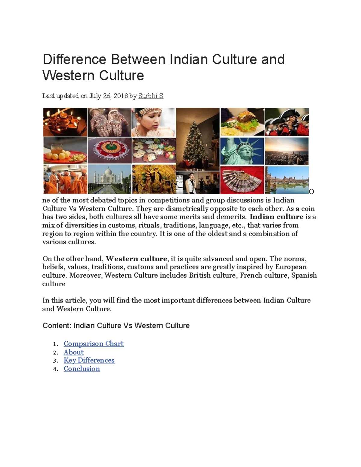 Comparative Analysis of Indian & Western Cultures: Key Insights - Studocu
