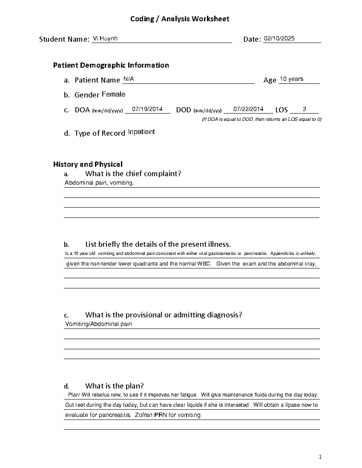 Quantitative Review Form IP-6 - 1 Coding / Analysis Worksheet Student ...