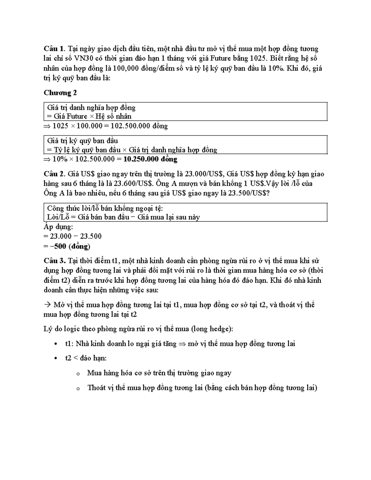 Chương 2: Hợp đồng Tương lai và Hoán đổi trong Tài chính Phái sinh ...