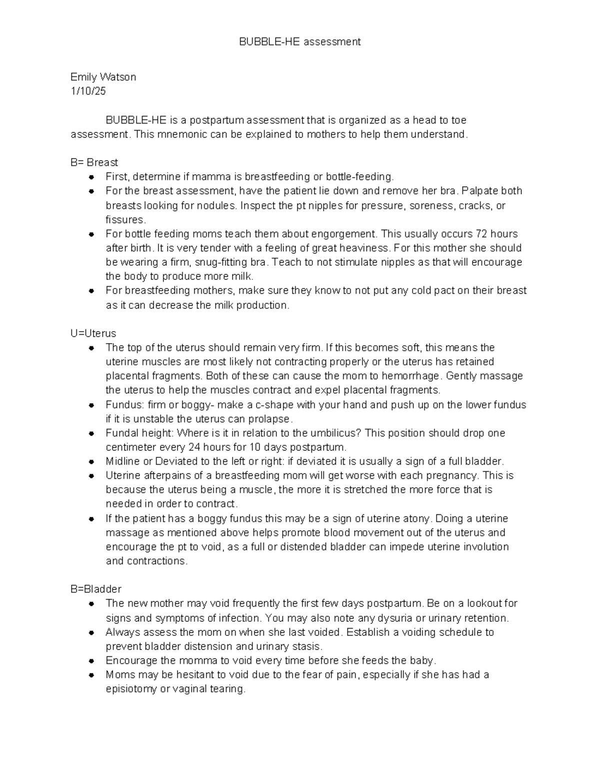 Postpartum assessment guide for Emily Watson: A head-to-toe approach ...