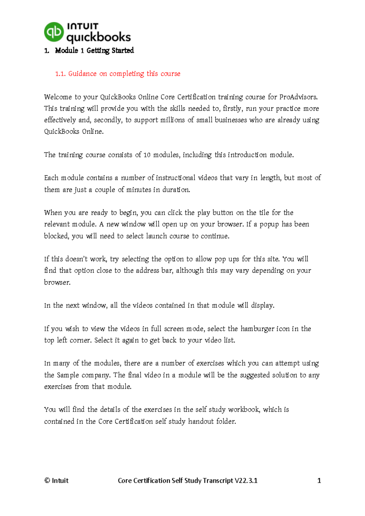 Transcript V22 - This is a practice material - Module 1 Getting Started ...