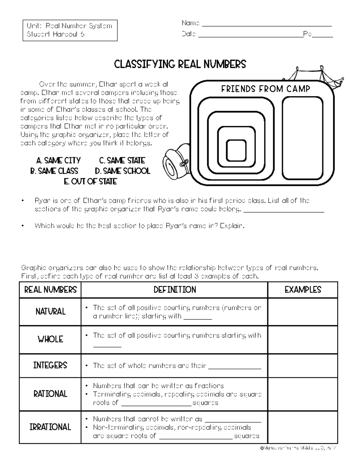 07-Classifying Real Numbers: Student Handout & Notes - Studocu