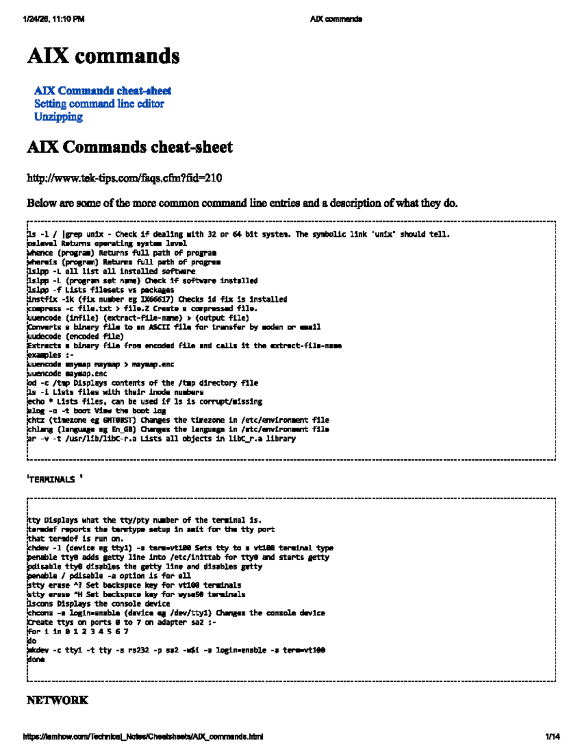 AIX Commands Cheat Sheet for System Administration (AIX 11:10 PM) - Studocu