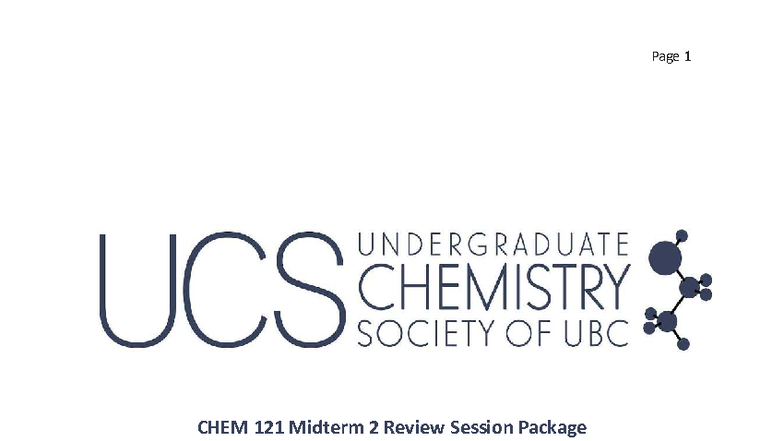 CHEM 121 Midterm 2 Review Session Notes - Studocu