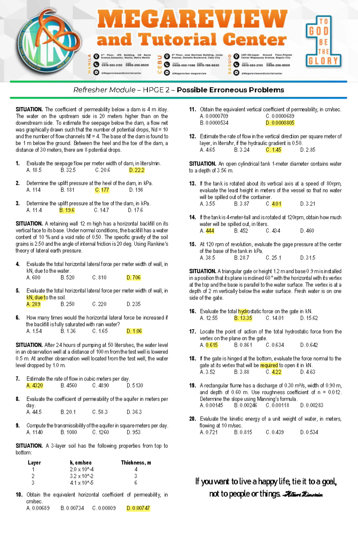 Refresher Module HPGE 02: Seepage and Pressure Calculations - Studocu
