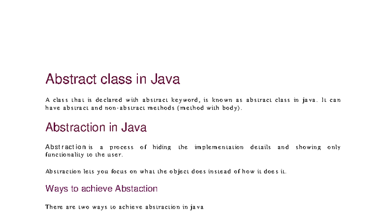 Abstract Class vs Interface in Java: Key Differences and Examples - Studocu
