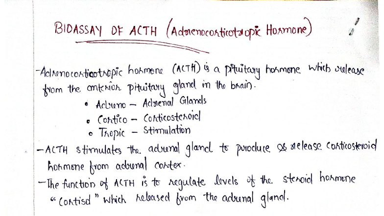 Bioassay of ACTH: Methods and Procedures for Hormone Analysis - Studocu