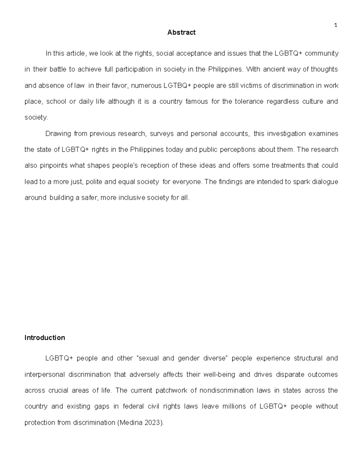 LGBTQ Rights and Social Acceptance in the Philippines: A Study - Studocu