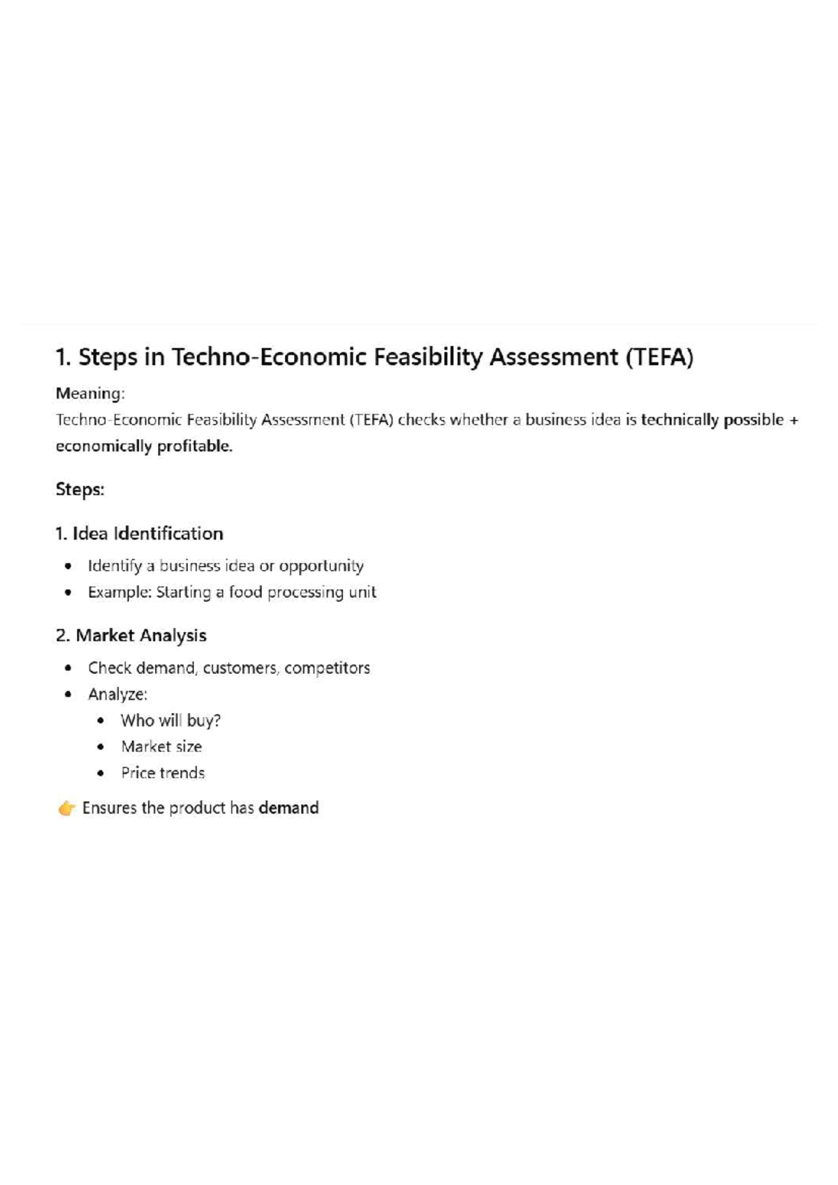Steps in Feasibility Assessment (TEFA) for Business Ideas - Studocu