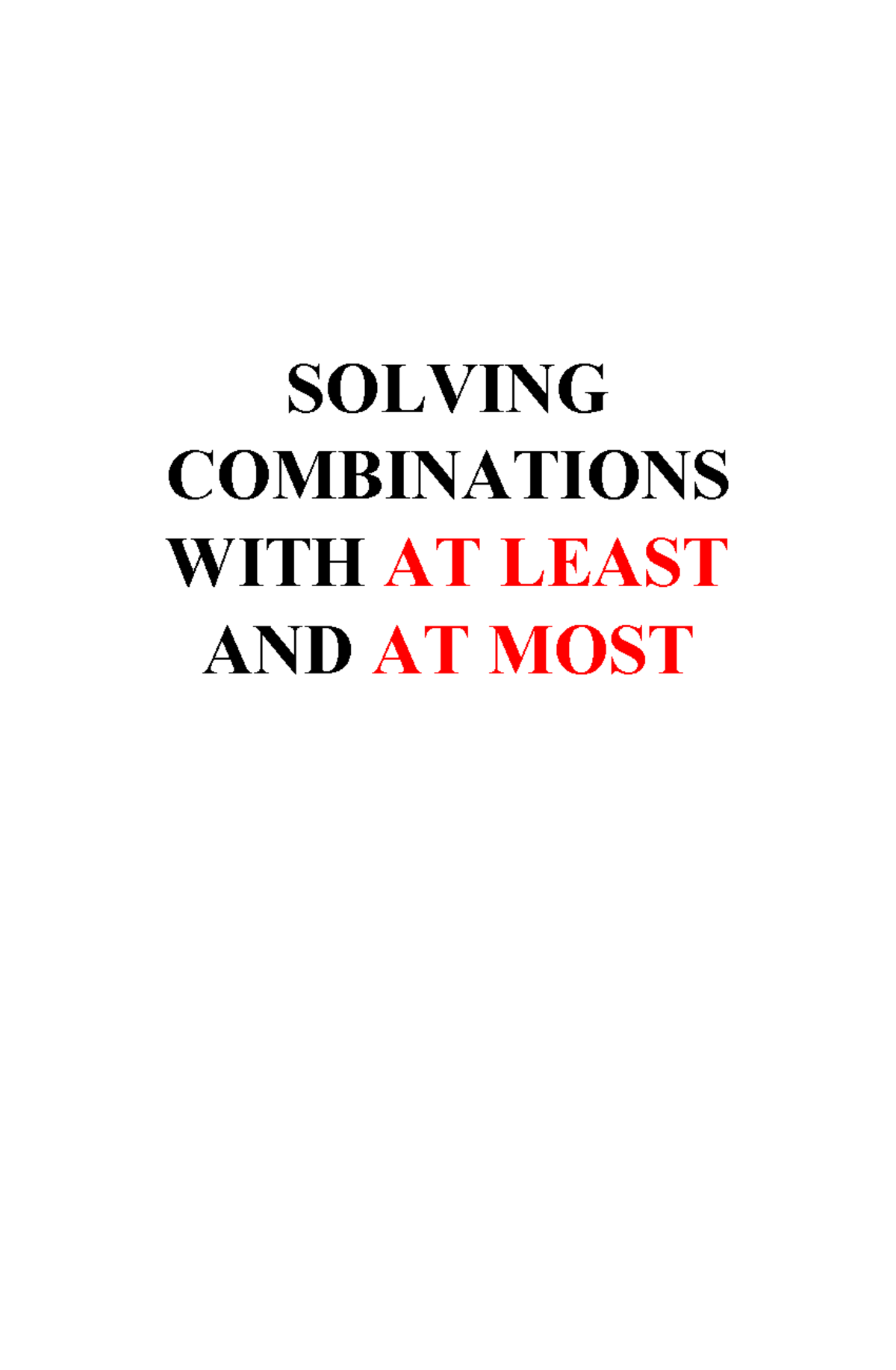 Combinations with Cases: Examples and Solutions (Math 101) - Studocu