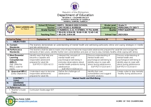 DLL Perdev Q1 W2 - PERSONAL DEVELOPMENT QUARTER 1 WEEK 2 - Republic of ...
