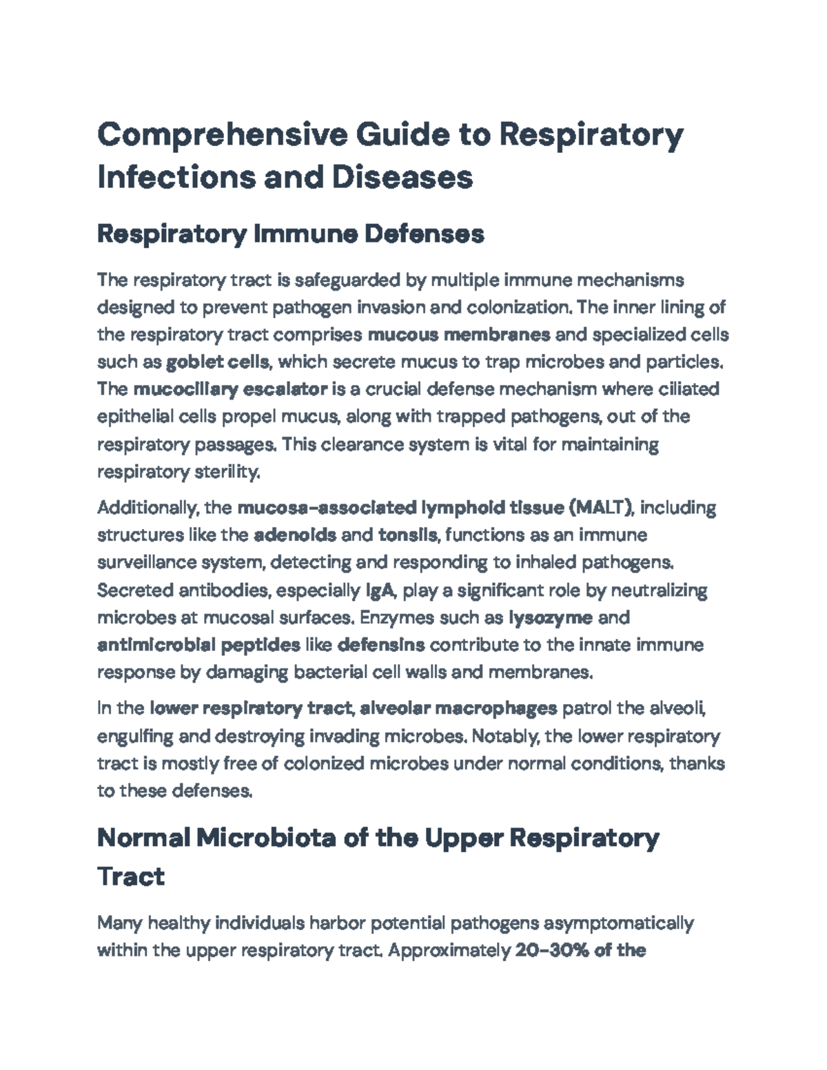 Comprehensive Overview of Respiratory Infections & Immune Responses ...