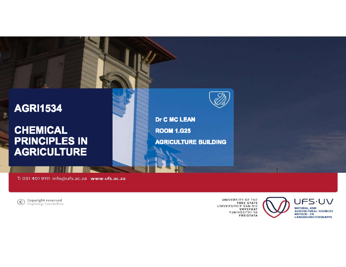 AGEC1514 Chapter 1-5 Lecture Notes on Chemical Principles in ...