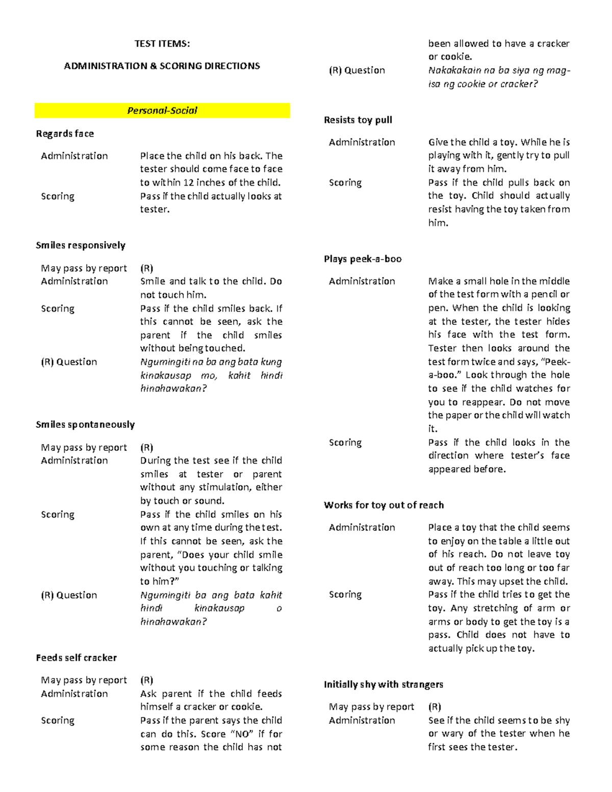 MMDST 101: Comprehensive Manual for Child Development Assessment - Studocu